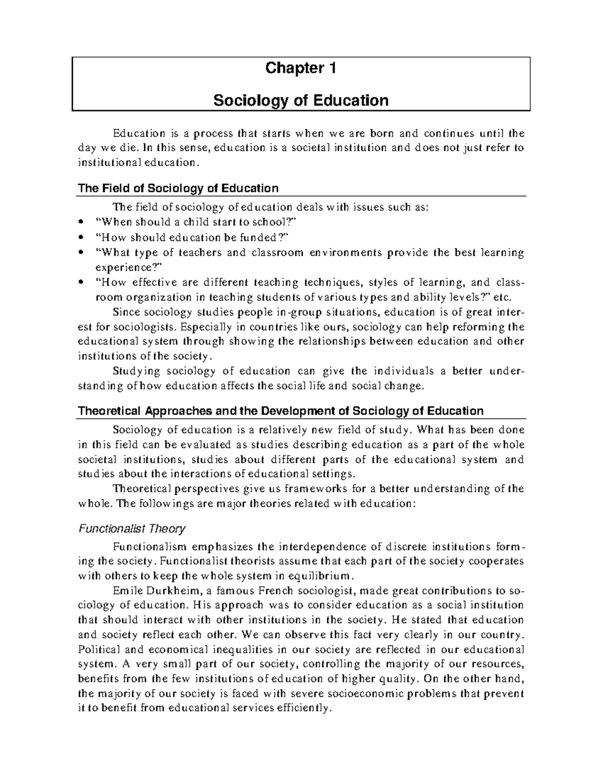 Soe12 - Chapter 1 & 2: Sociology of Education Overview - Studocu