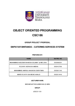Revised Proposal CSC248 - GROUP PROJECT PROPOSAL FACULTY COLLEGE COMPUTING, MATHEMATICS AND ...