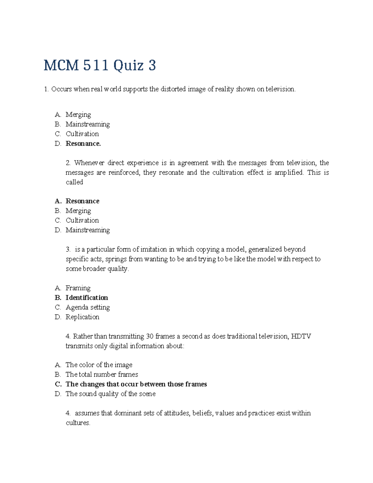 MCM 511 Quiz 3: Solutions and Key Concepts Explained - Studocu