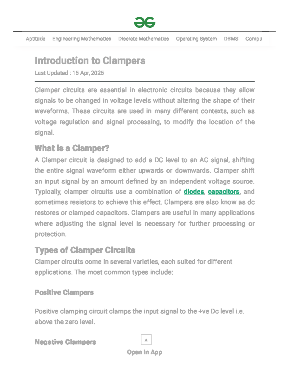 ENGR 101: Introduction to Clampers - Understanding Clamper Circuits ...