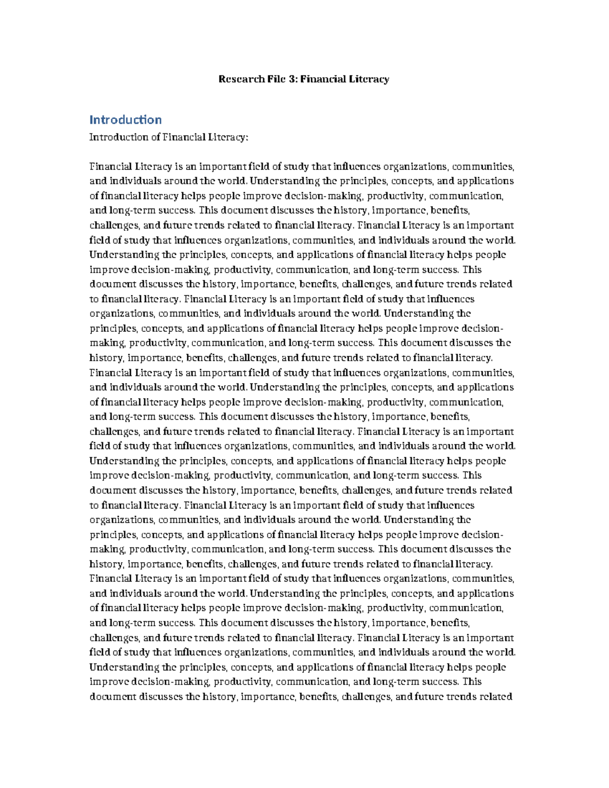 Financial Literacy Overview: Importance, Benefits, and Trends - Studocu