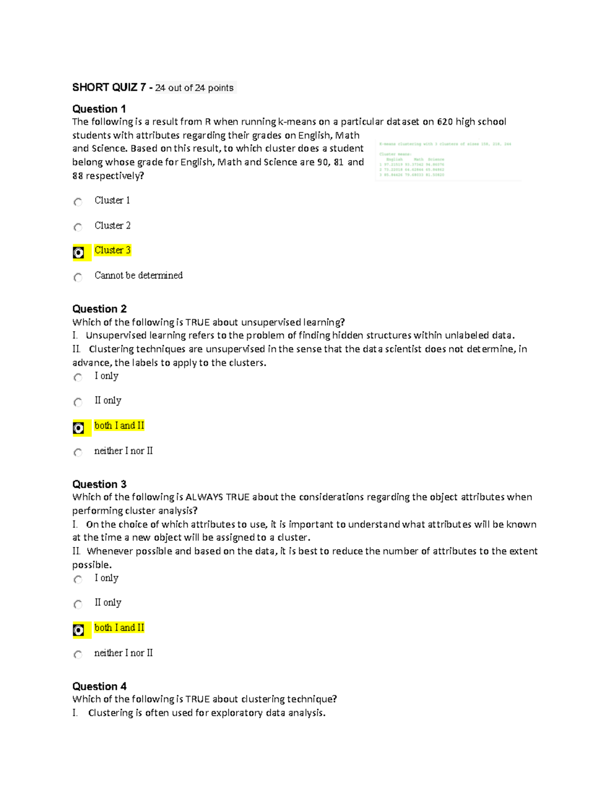 Merged Quiz 1 Review: Key Concepts in Clustering and Association Rules ...