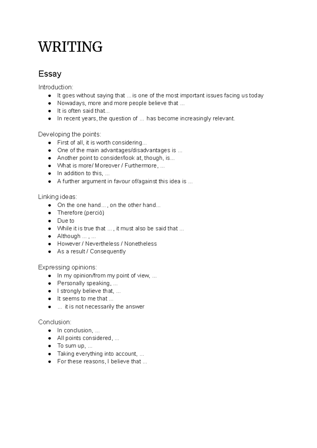 ENG 101: Writing Essay & Letter Structure - Useful Phrases & Examples ...