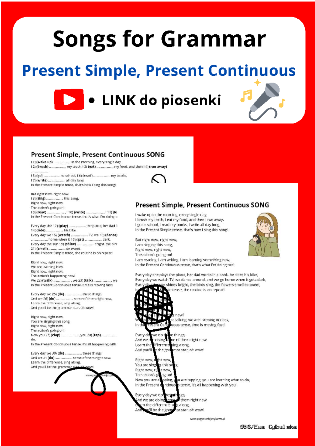 Songs for Grammar: Present Simple vs Present Continuous Activities ...