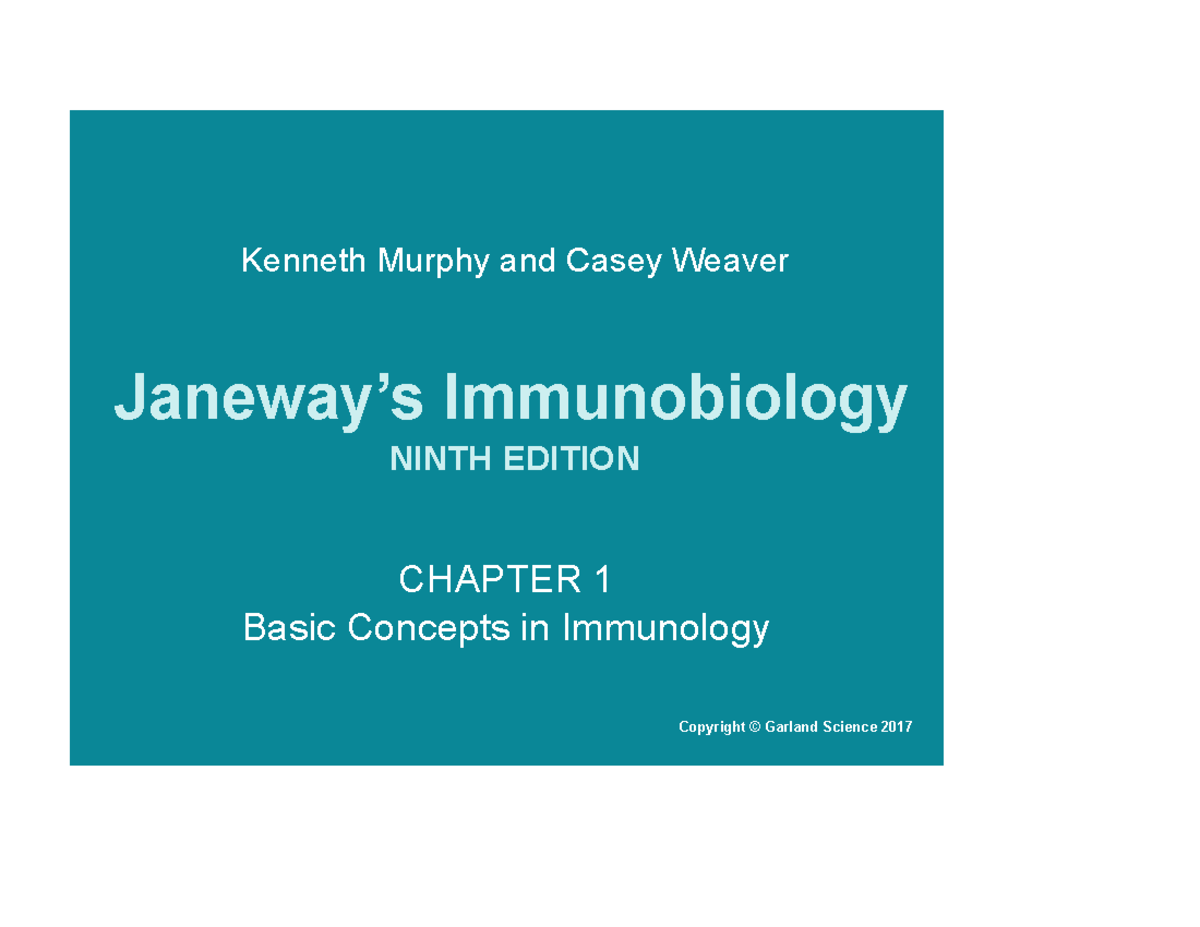 Janeway's Immunobiology - Chap 1: Basic Concepts & Immunity Principles ...