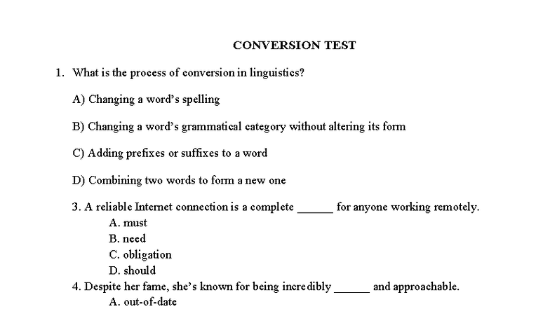 Linguistic 1: Conversion Test 1 Study Guide - Studocu