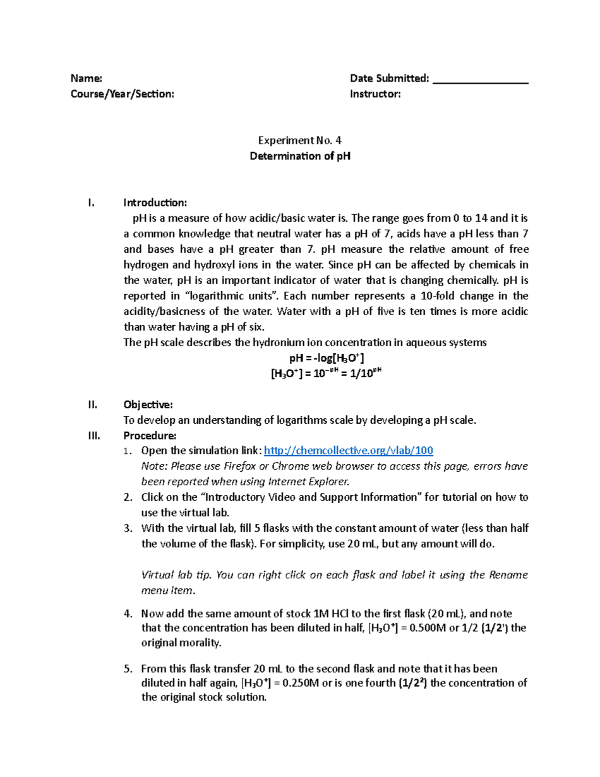Experiment NO. 4 - Name: Date Submitted: Course/Year/Section: Instructor: Experiment No. 4 - Studocu