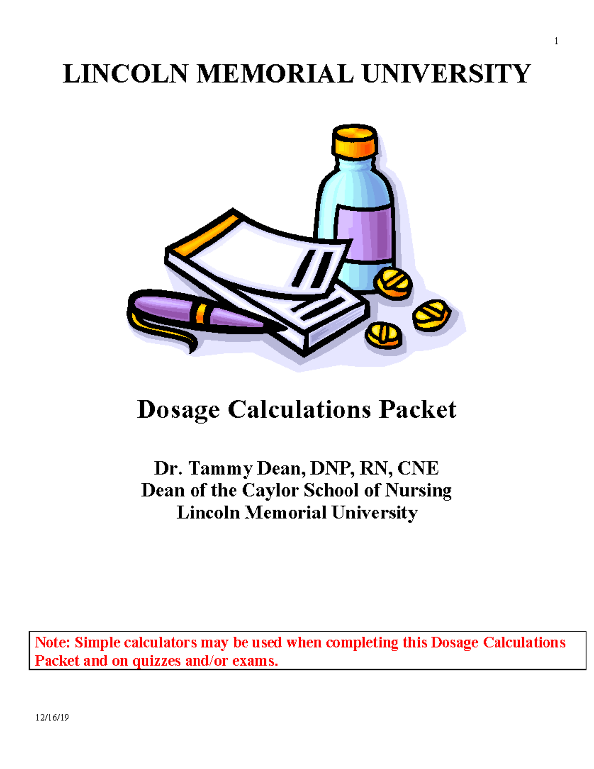 Dosage Calculations Packet for Nursing Students (NUR 101) - Studocu