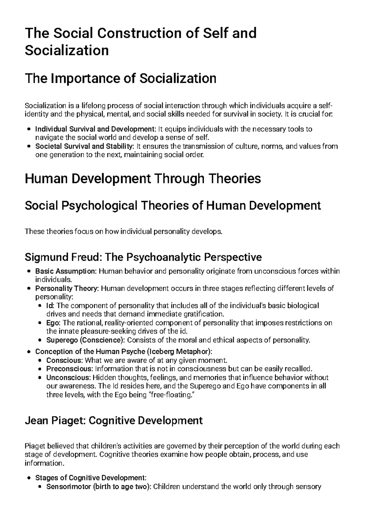 Socialization and Self-Identity: A Study Guide (SOC 101) - Studocu