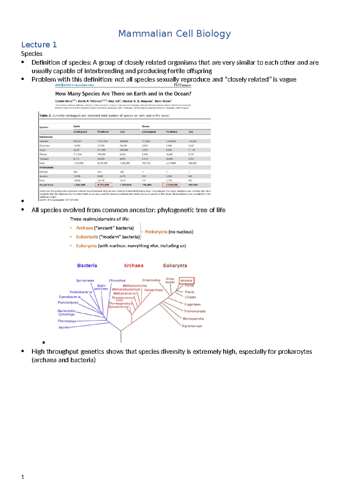 Mammalian Cell Biology Lecture Notes (Course Code: MCB101) - Studeersnel