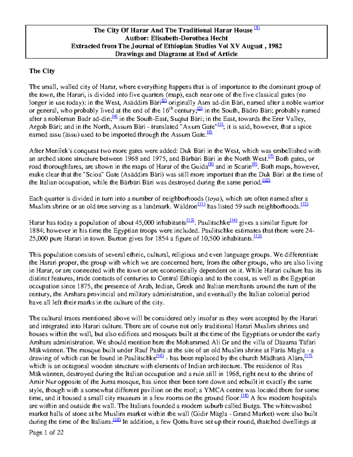 The City of Harar: Traditional Architecture and Cultural Insights - Studocu