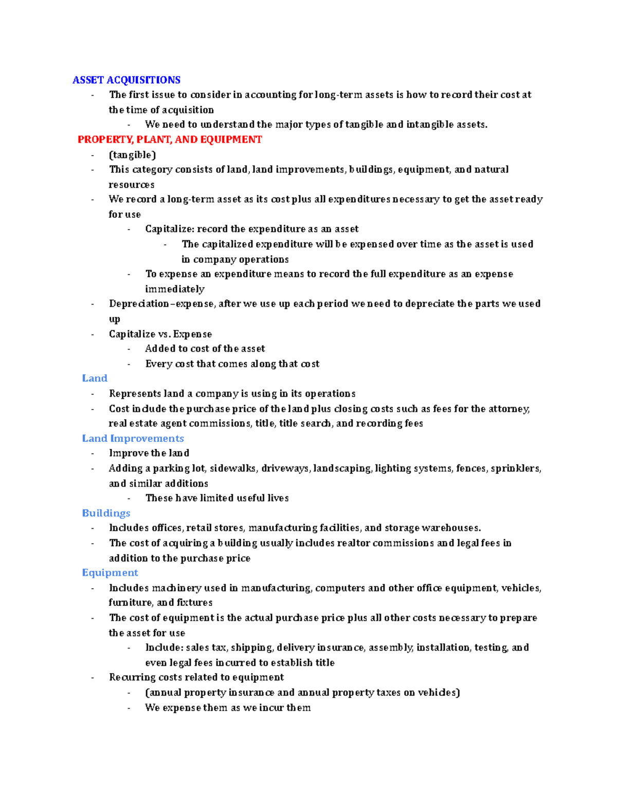 Accounting Principles: ASSET ACQUISITION, DEPRECIATION & AMORTIZATION - Studocu