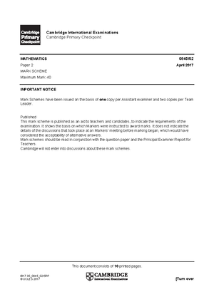 Primary-Checkpoint-Math April 2022 Paper 1 - This document has 16 pages ...