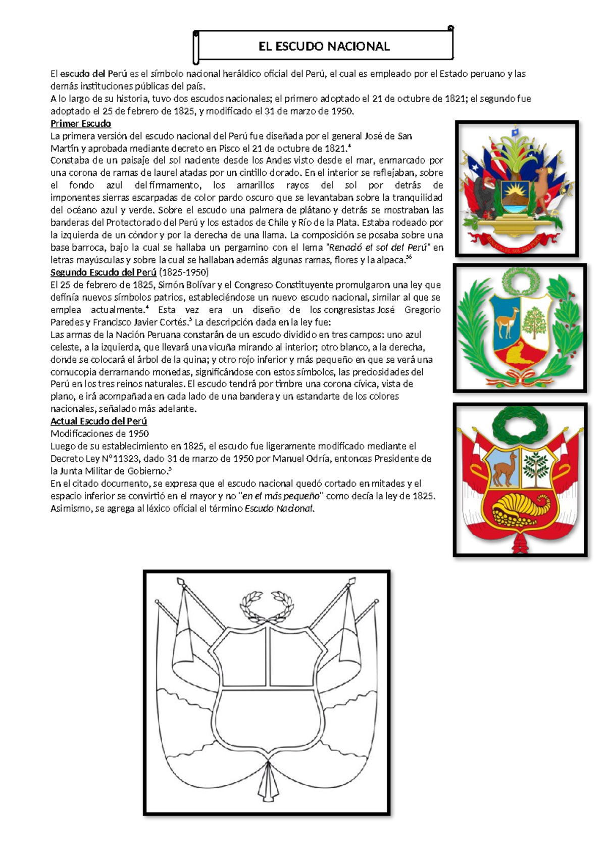 El Escudo Nacional del Perú: Historia, Símbolos y Modificaciones - Studocu