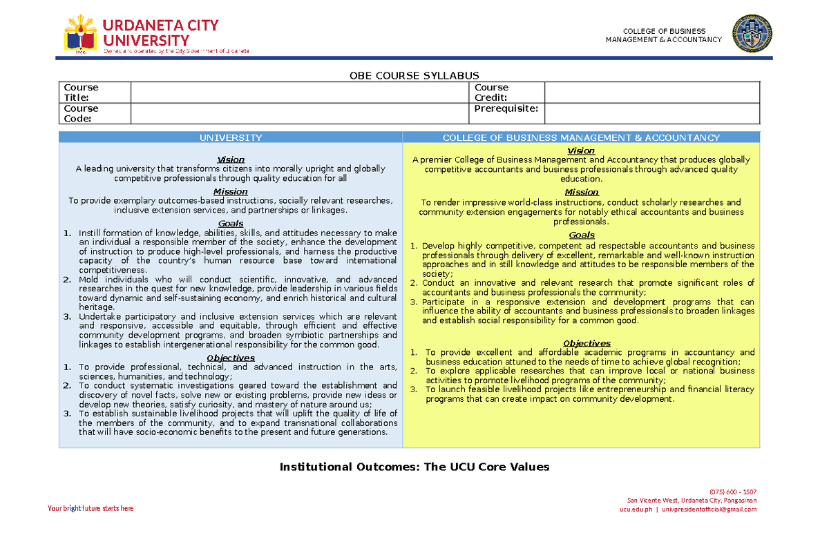 Lecture Notes on Vision and Mission for MBA - UCU Course Code - Studocu