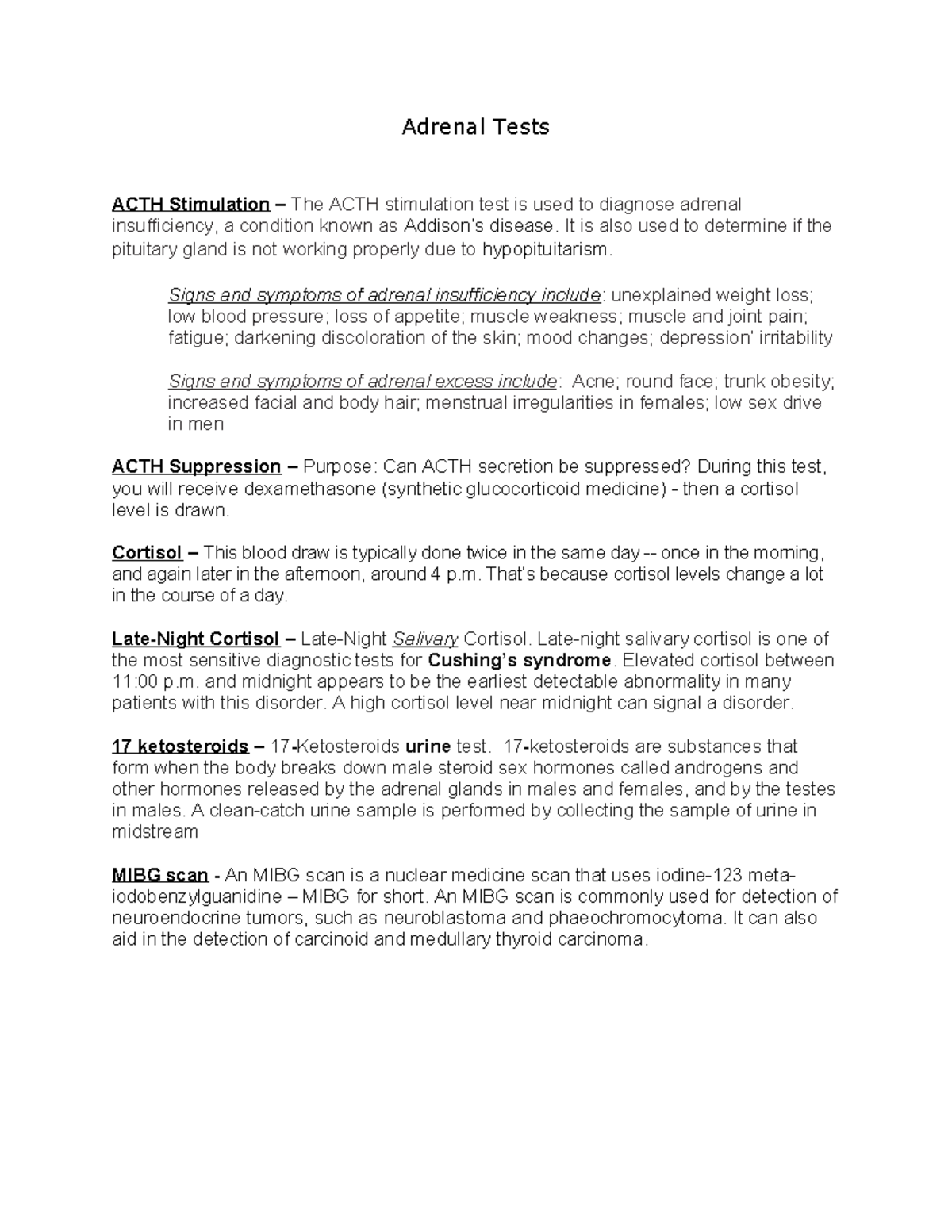 Adrenal Tests - Adrenal Tests ACTH Stimulation – The ACTH stimulation ...
