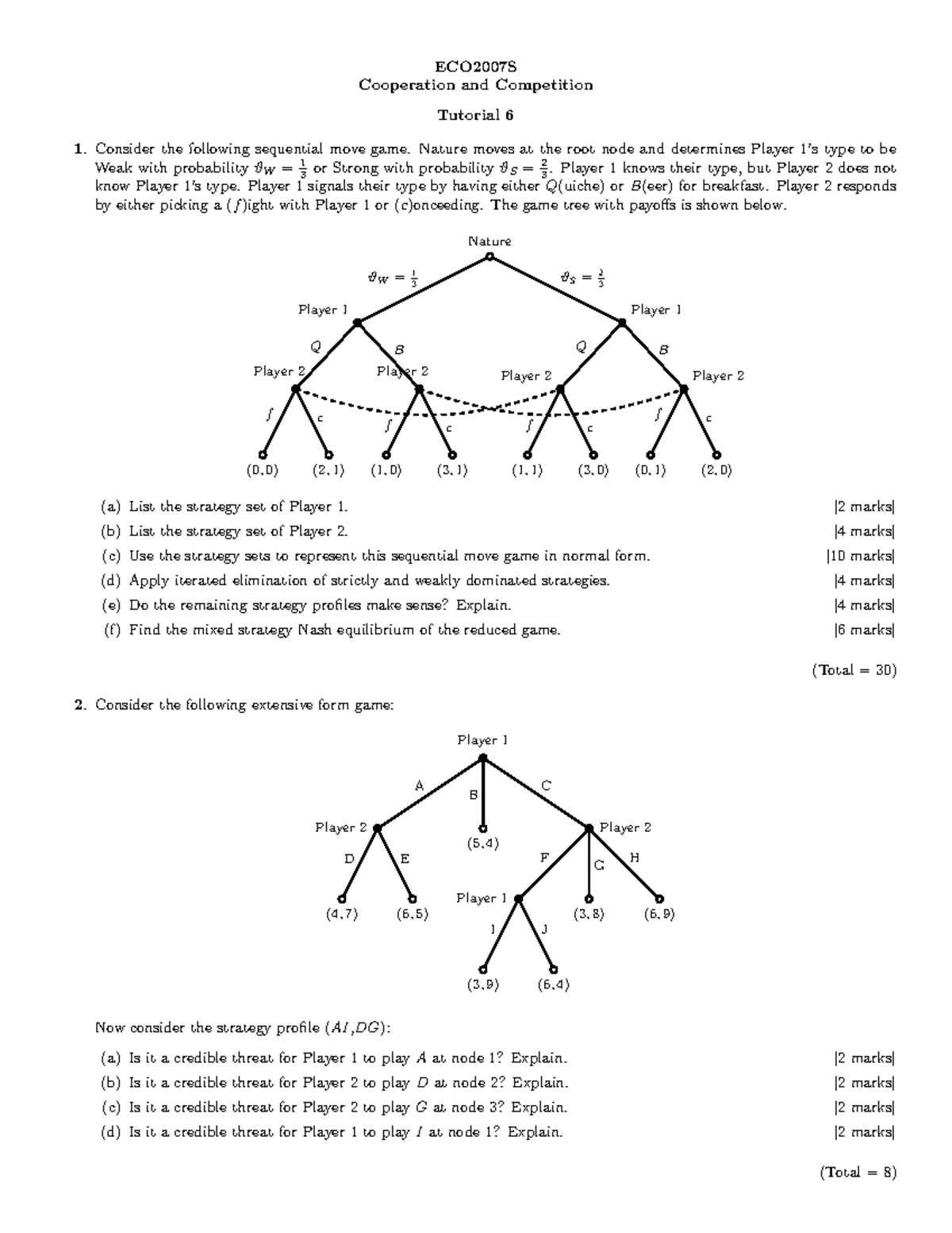 ECO2007S Cooperation and Competition Tutorial 6: Mixed Strategies ...
