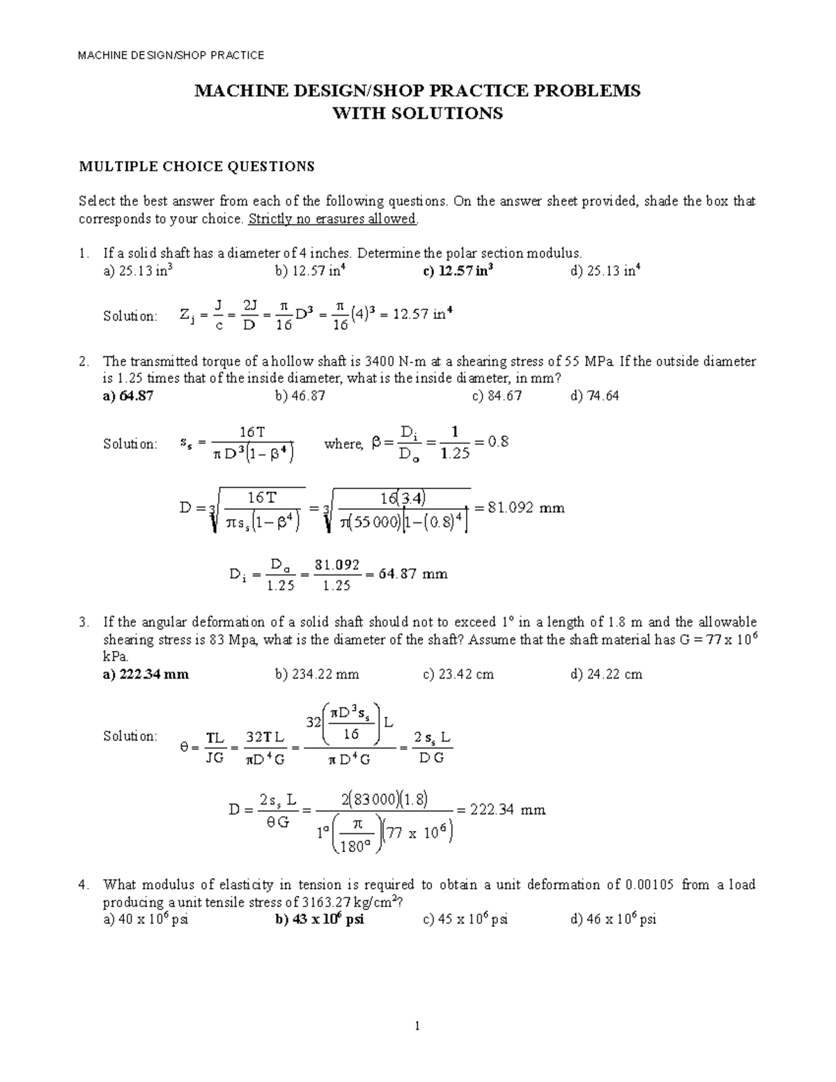 MACHINE PRACTICE: Design Problems & Solutions for ME 101 - Studocu