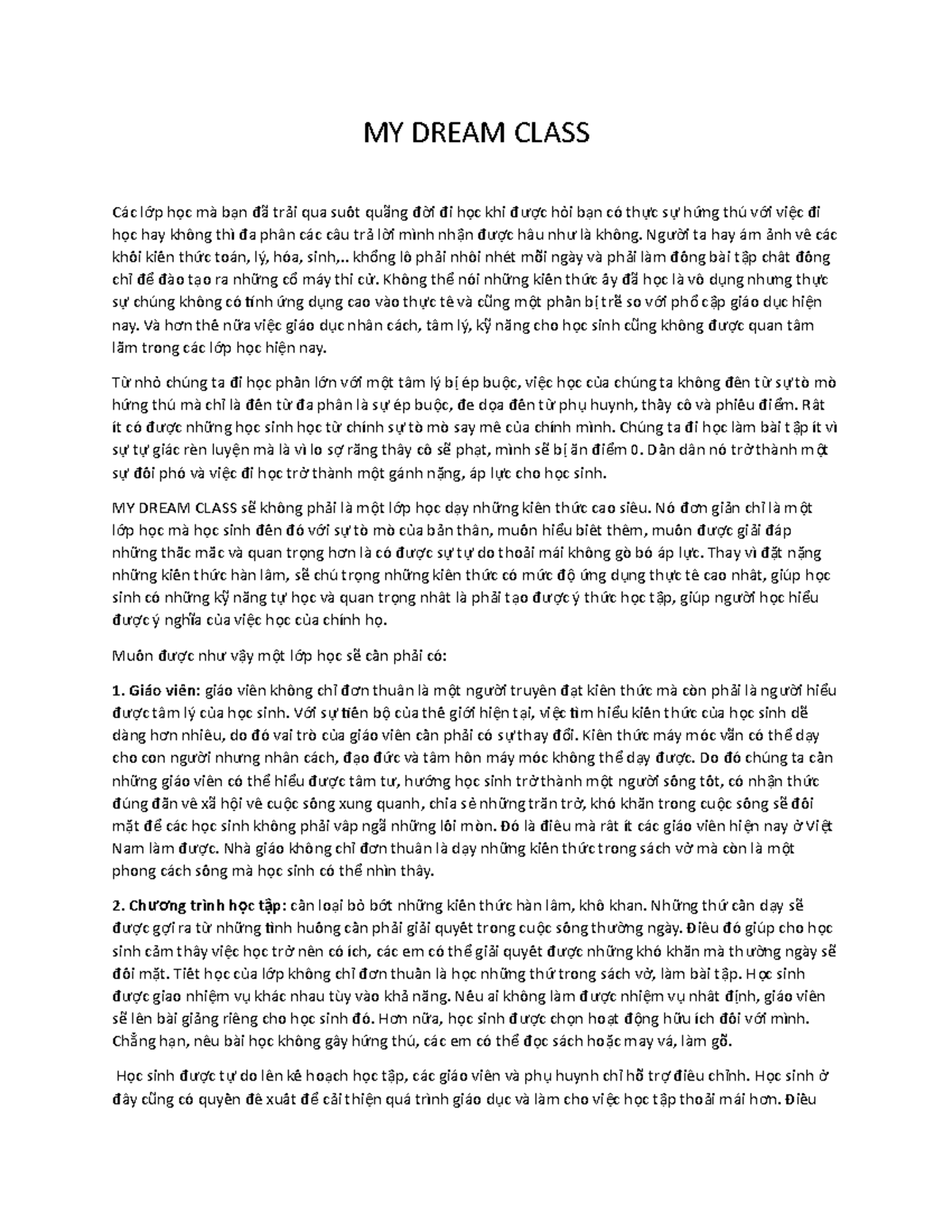 MY Dream Class - MY DREAM CLASS Các l p h c mà b n đã tr i qua suốốt ...