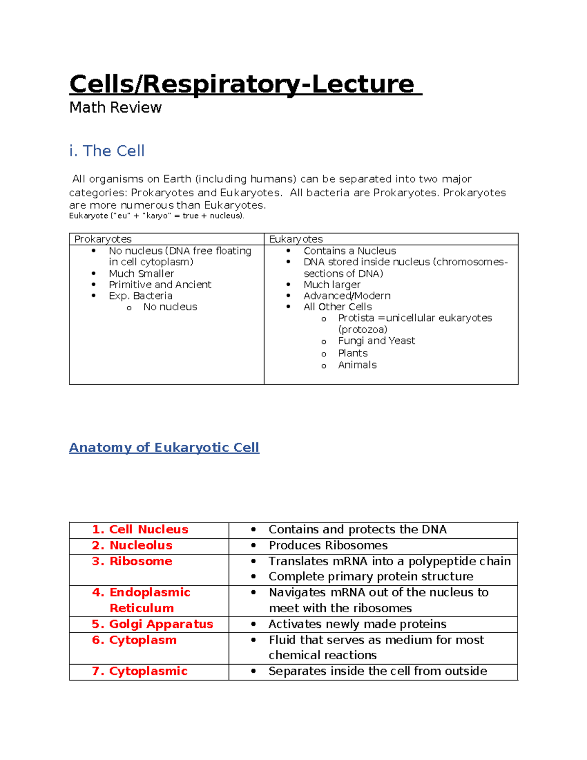 Lecture 6 - Cell Biology and Transport Mechanisms Review - Studocu