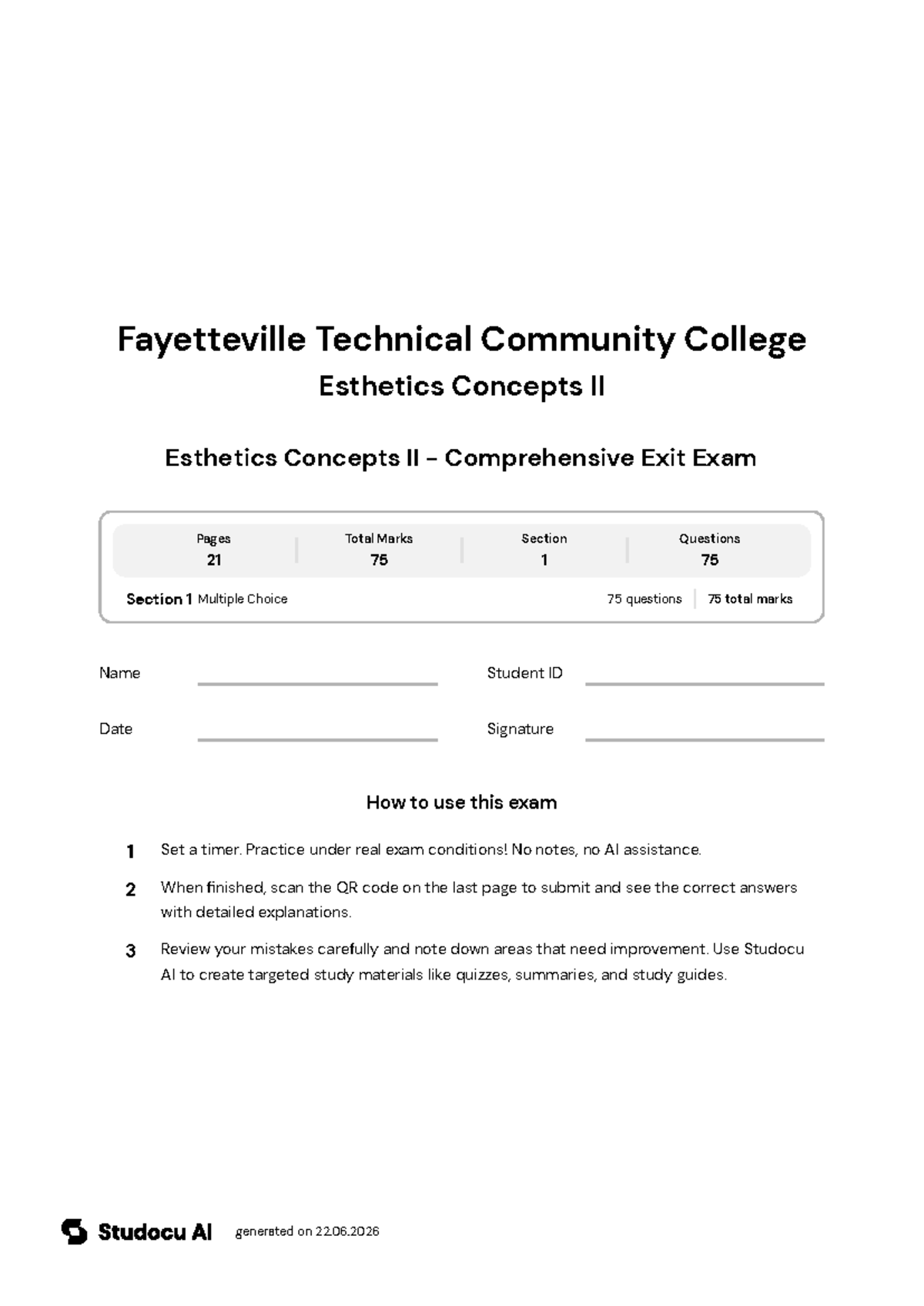 Esthetics Concepts II - Comprehensive Exit Exam - Studocu
