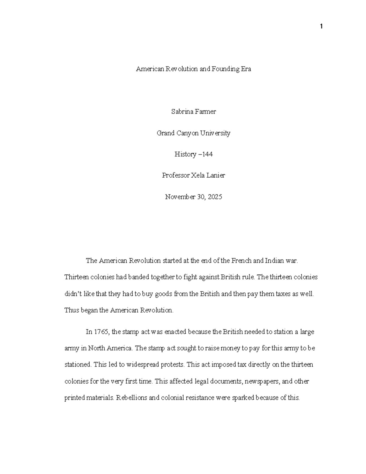 HIST 101: American Revolution & Founding Era Overview - Studocu