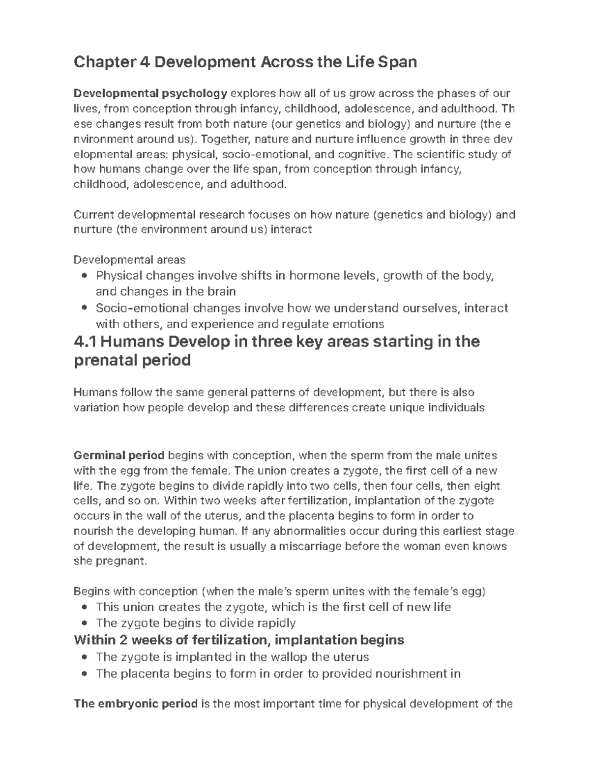 Chapter 4 Development Across the Life Span - Chapter 4 Development ...