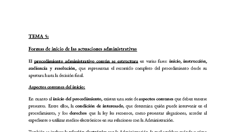 TEMA 5: Formas de Inicio en el Procedimiento Administrativo - Studocu