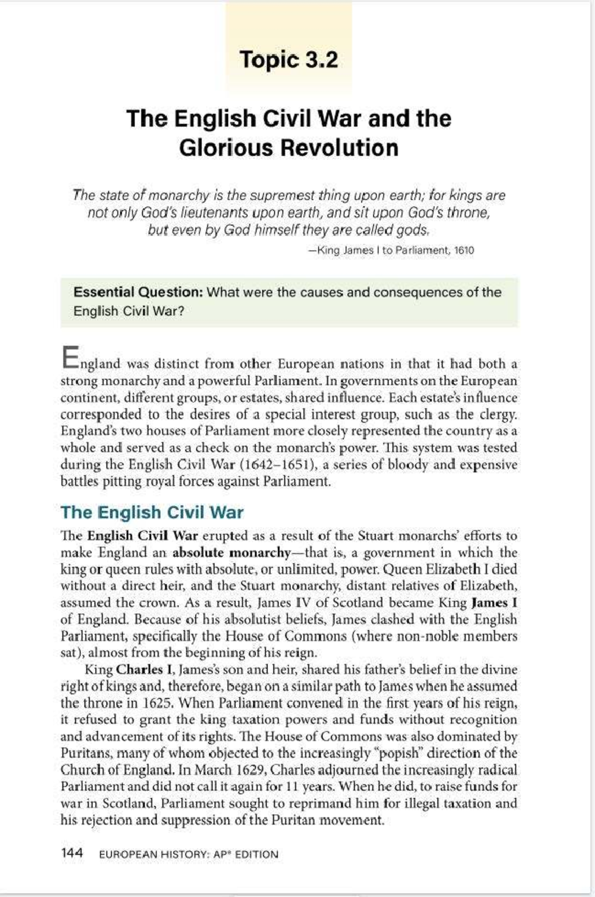 Final Exam Review: The English Civil War & Glorious Revolution (XYZ 101 ...