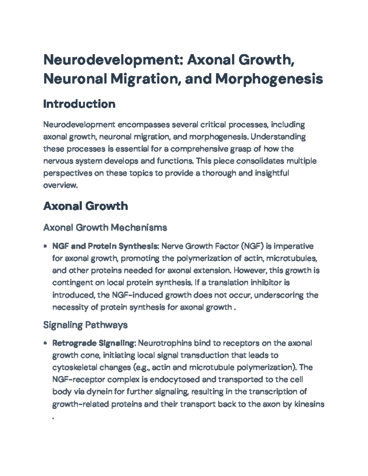 Neurodevelopment Processes: Axonal Growth, Migration, and Morphogenesis ...