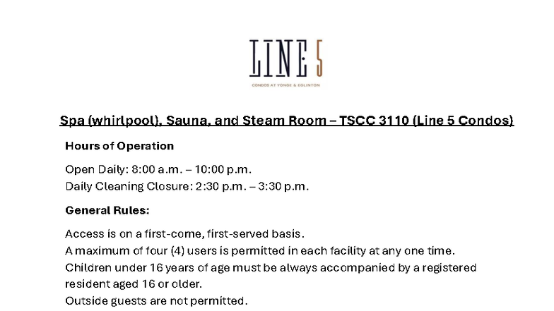 Spa, Sauna, and Steam Room Guidelines TSCC 3110 - Studocu