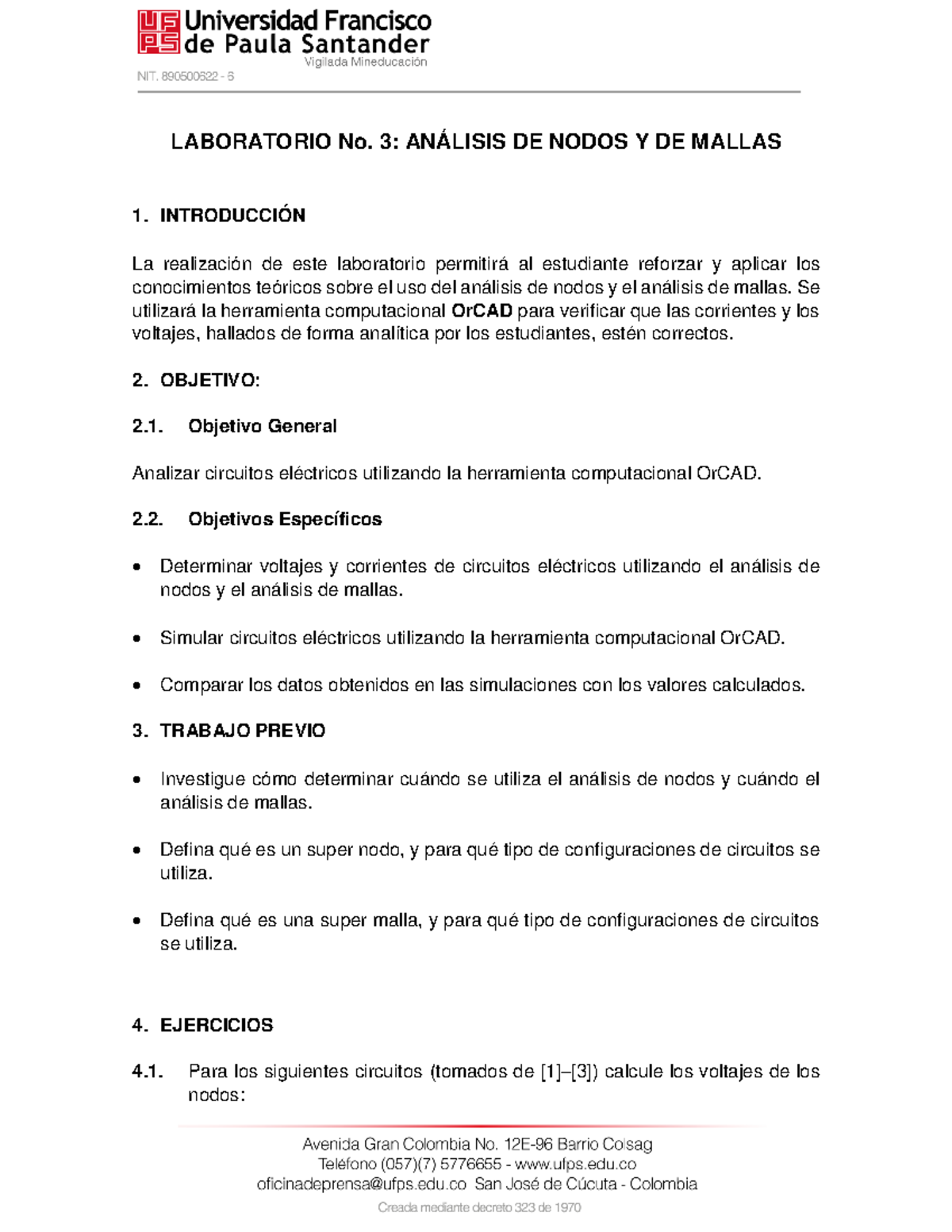 LABORATORIO No. 3: ANÁLISIS DE NODOS Y MALLAS CON ORCAD - Studocu