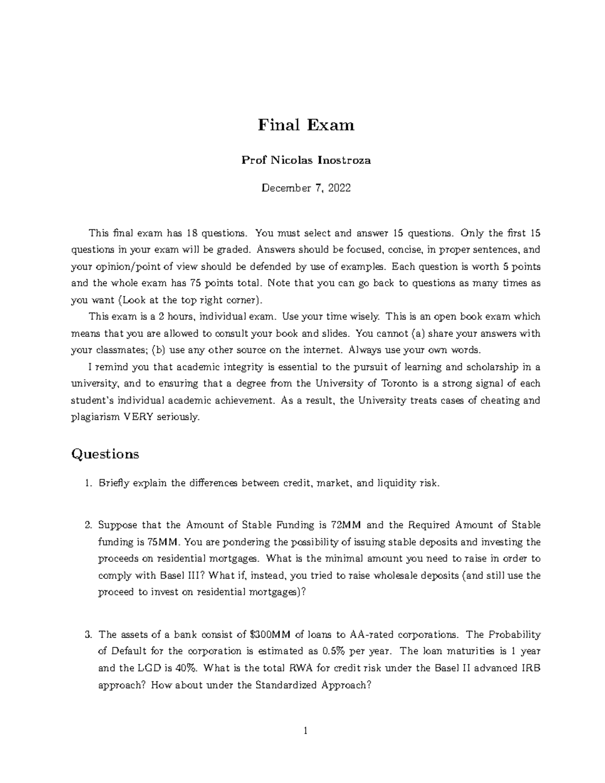 Final Exam Practice Questions for RSM432 - Fall 2022 - Studocu