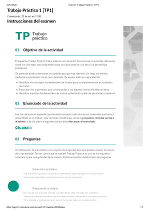 TP1 Etica y Deontología 2023 95% - Trabajo Práctico 1 [TP1] Comenzado: 4 de feb en 20 ...