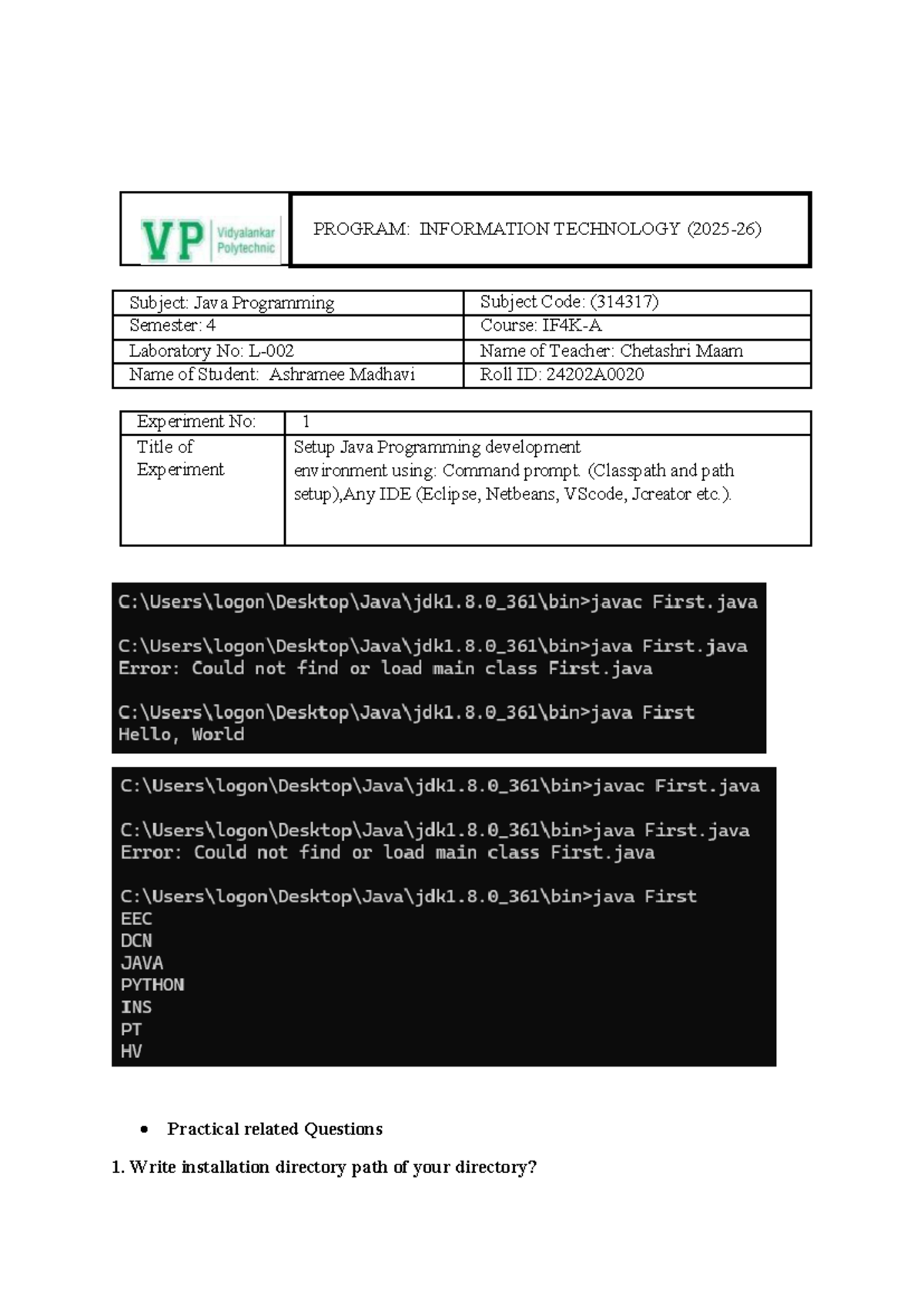 Java Programming Lab Practical 314317 Semester 4 Studocu