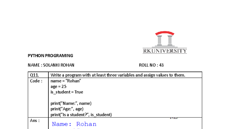 Python Programming Exercises for 5BCA D - Q11 to Q15 - Studocu
