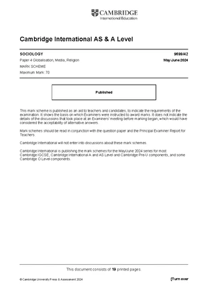 Cambridge International AS & A Level Sociology 9699 Syllabus Overview ...