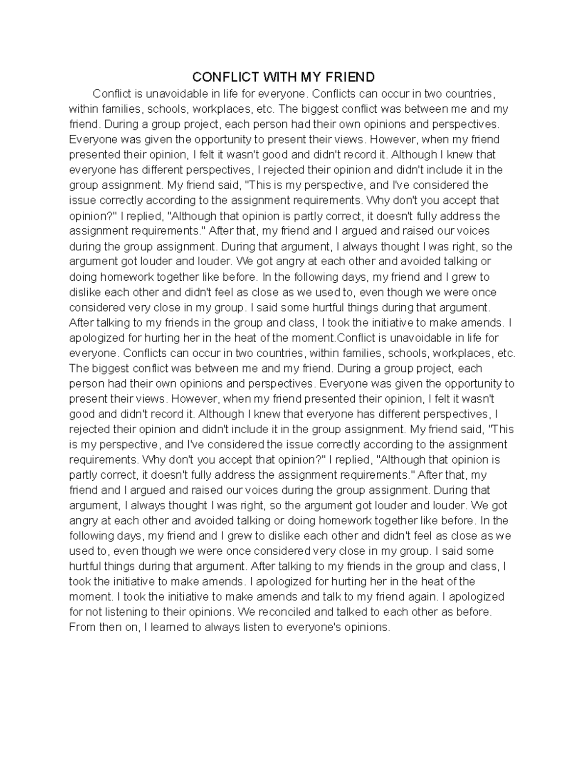 Conflict Resolution in Group Projects: A Personal Reflection - Studocu