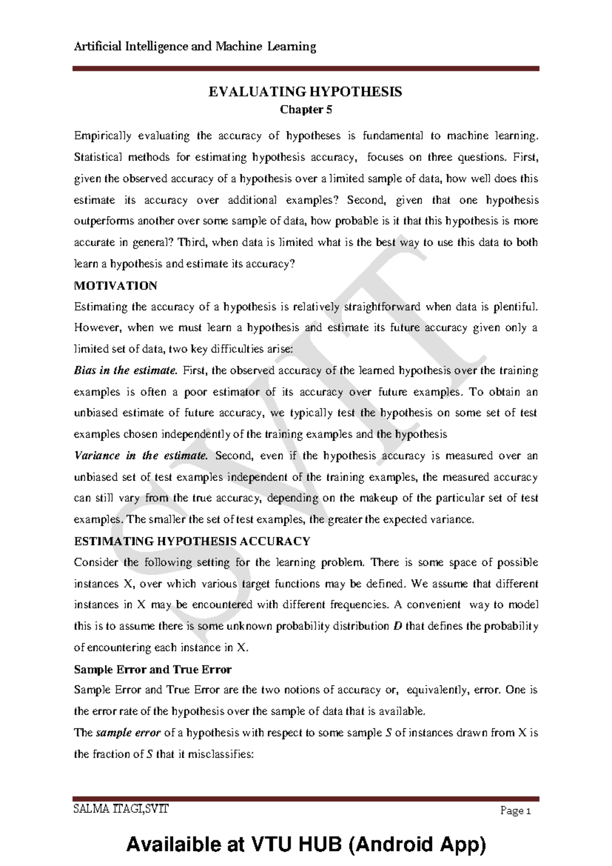 2097 Chapter 5: Evaluating Hypothesis Accuracy in Machine Learning ...