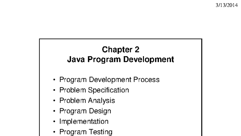 CSC435 - Lecture 1B: Java Program Development Process Overview - Studocu
