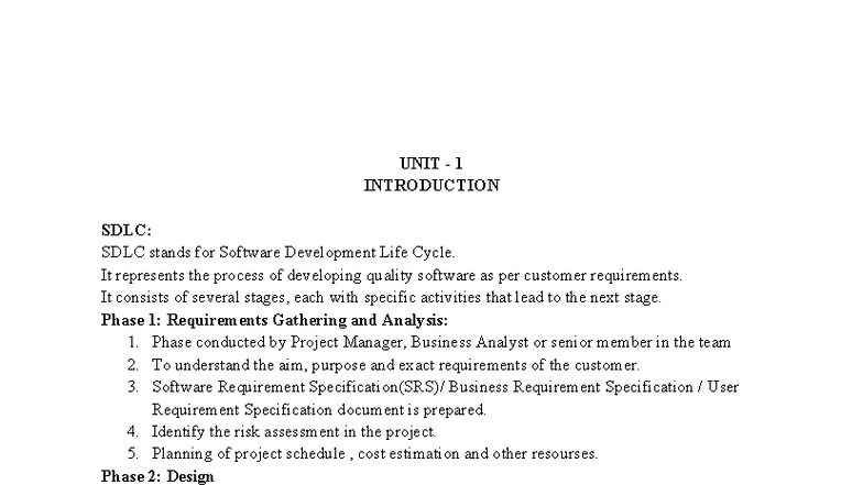 DevOps UNIT I: Understanding the Software Development Life Cycle (SDLC ...