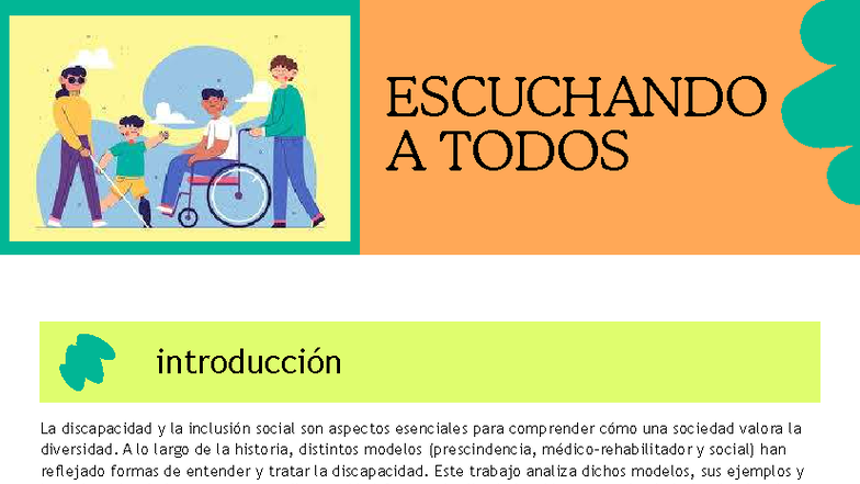 Análisis de Modelos de Discapacidad y Inclusión Social - ESCU 101 - Studocu