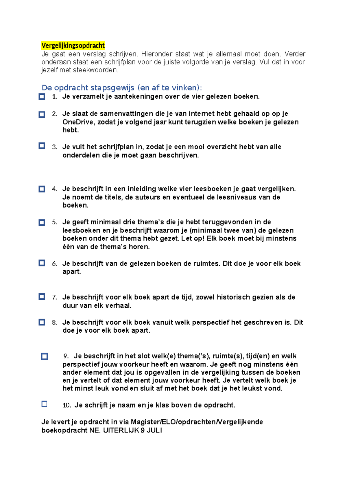 Vergelijkingsopdracht: Schrijfplan voor Nederlands Toets - Studeersnel
