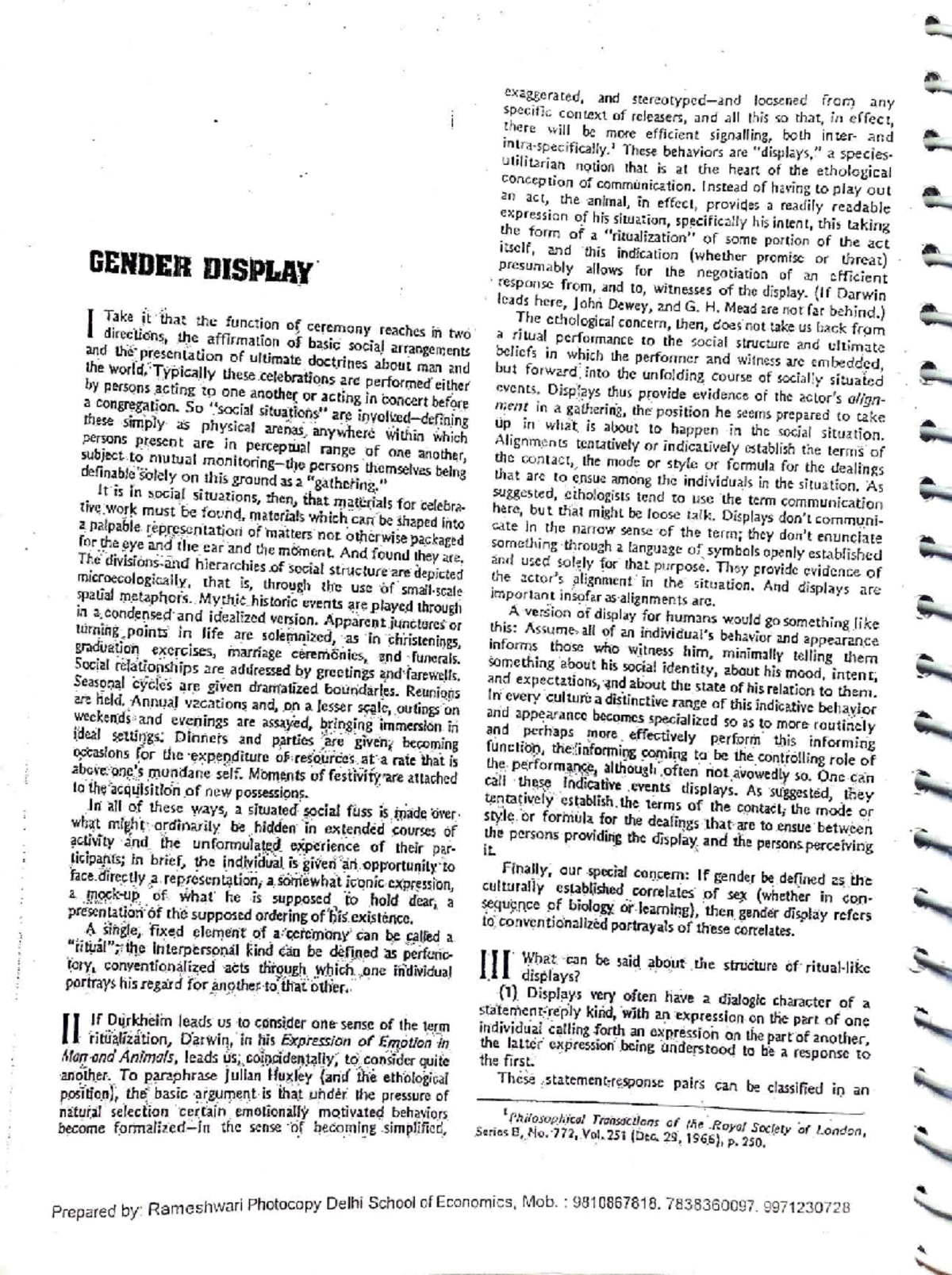 Gender Display in Interactionism: Insights from Erving Goffman (SC ...