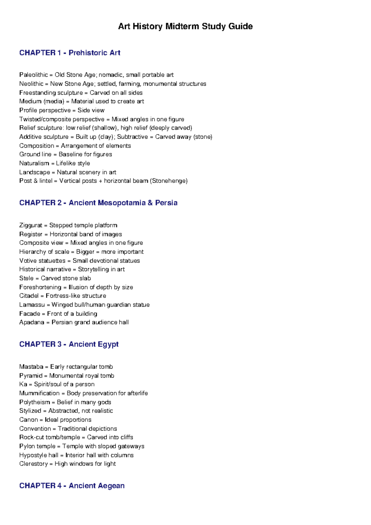 Art History 101 Midterm Study Guide: Key Concepts & Terms - Studocu