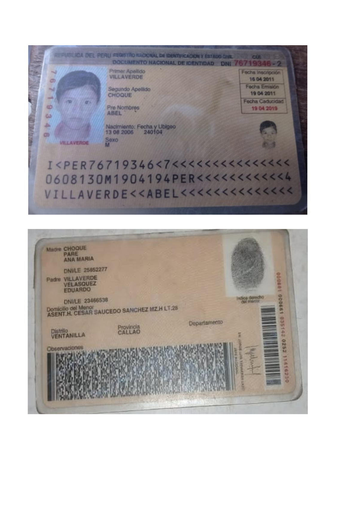 Dni abel - IMAGEN - REPUBLICA DEL PERU REGISTRO NACIONAL DE ...