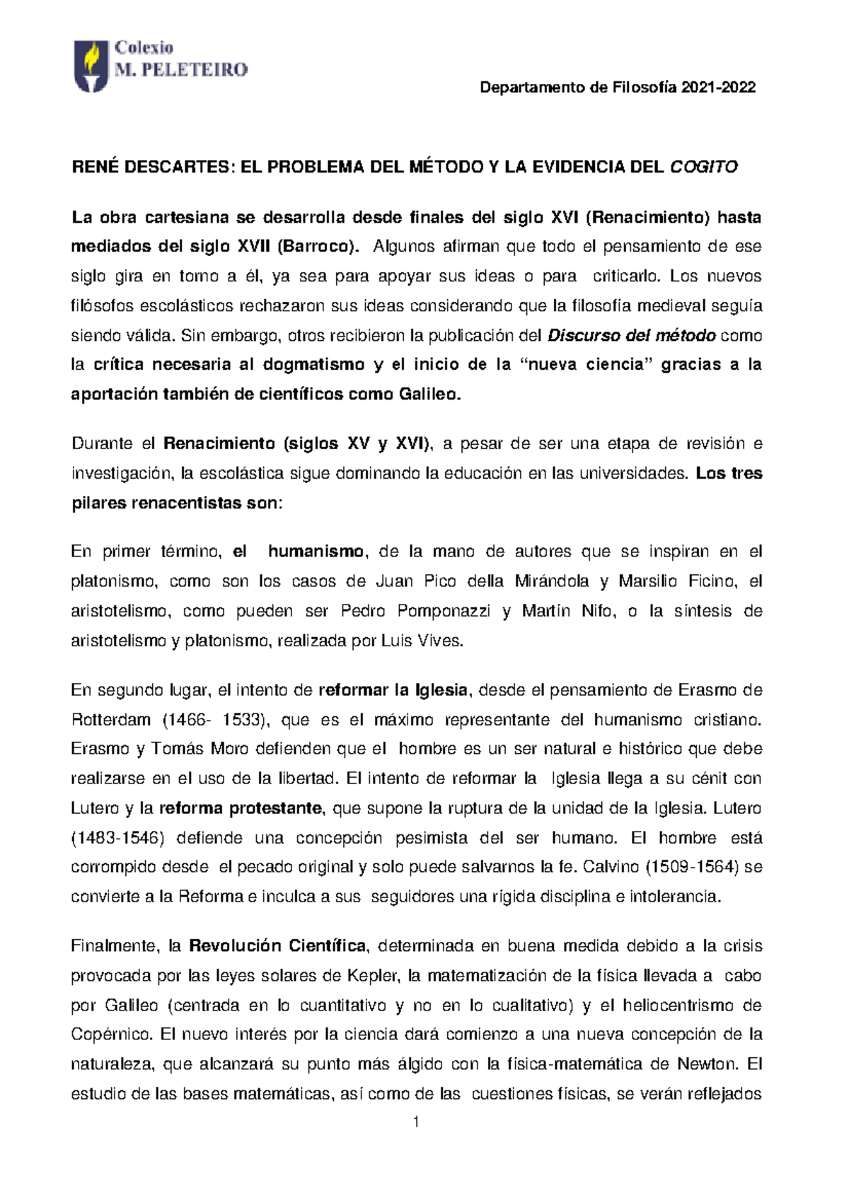 El Método y la Evidencia del Cogito en Descartes: Un Análisis ...