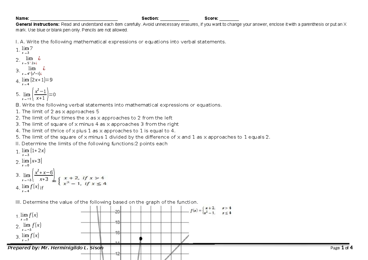 1st Summative Test in Basic Calculus (MATH 101) - Studocu