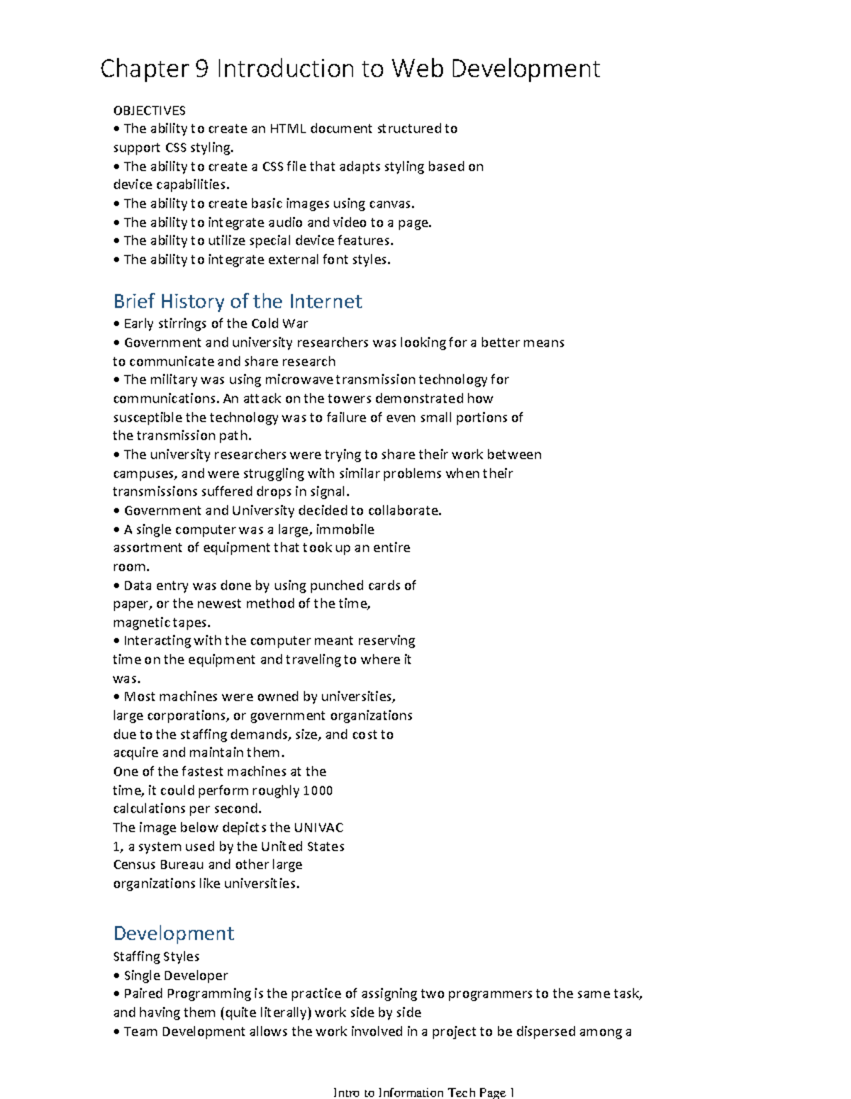 Chapter 9 Introduction to Web Development - OBJECTIVES • The ability to ...
