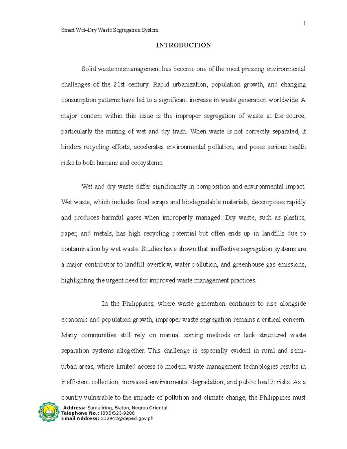Design and Implementation of Smart Waste Segregation System (Research ...